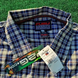 FUBU | Shirts | Mens Xxl Vintage Fubu Short Sleeve Button Down Shirt Blue Plaid New Wtags | Poshmark